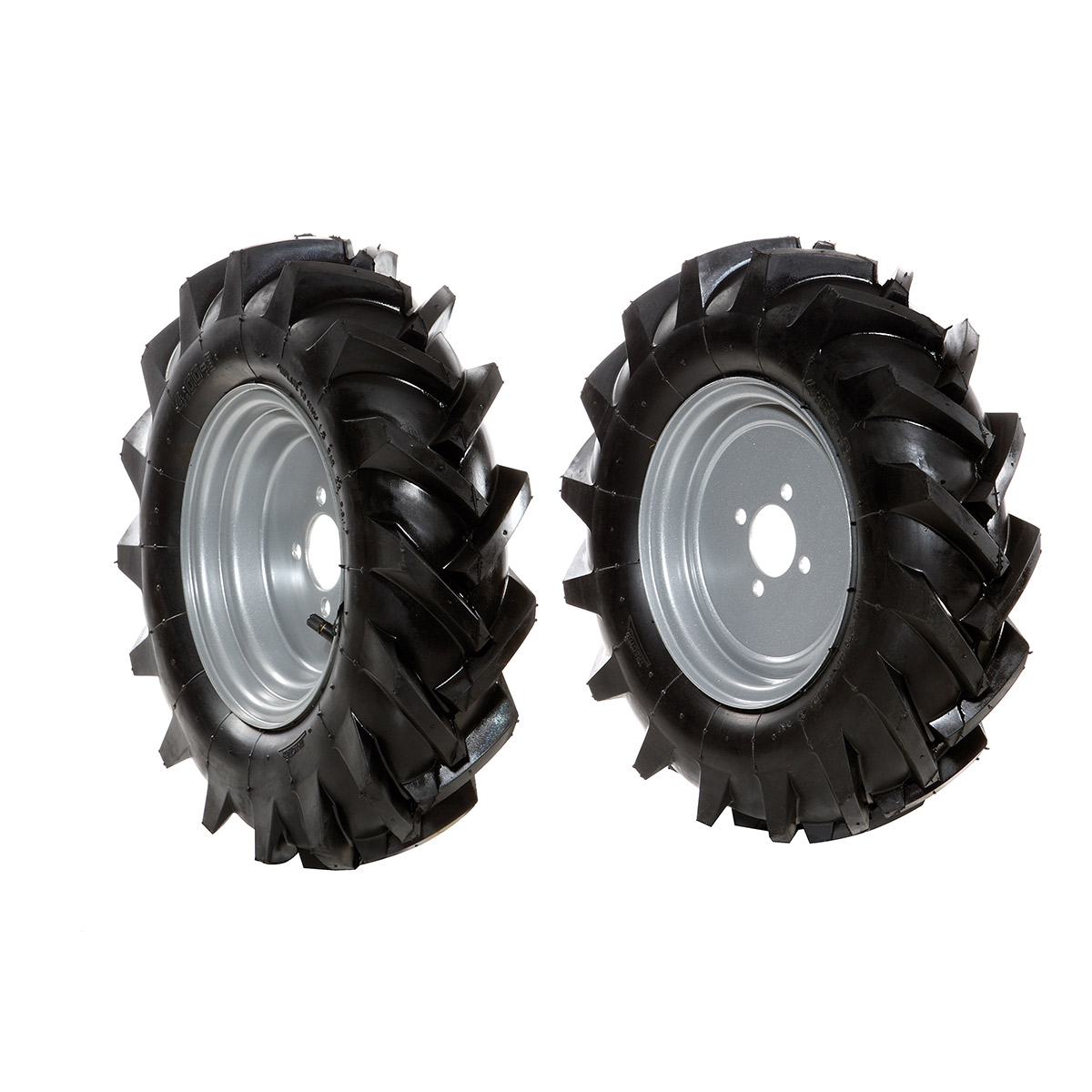 Pair of 4.00-8" tyred wheels - Fixed disc - Bertolini